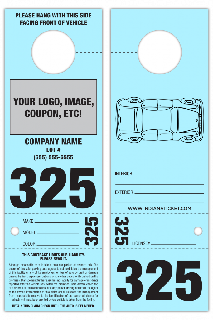 Custom Valet Parking Hangtag – Indiana Ticket Company